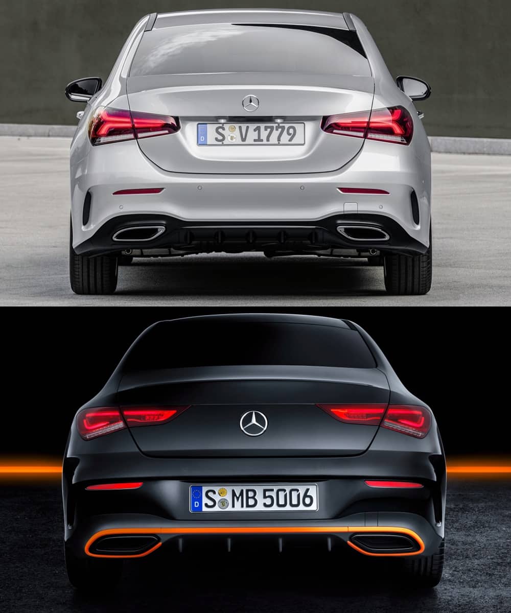 Comparativa visual Mercedes-Benz CLA vs. Clase A Sedán 2019